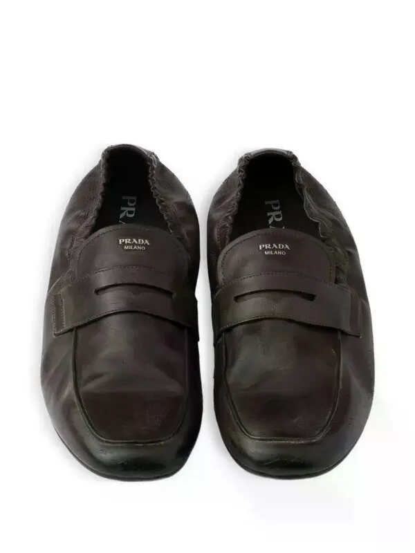 Prada Shuffle Antiqued Leather Loafers - Brown