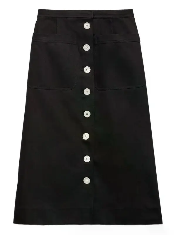 Prada Cotton Midi Skirt - Black