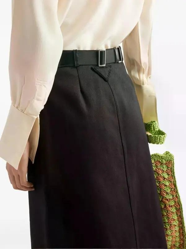 Prada Cotton Midi Skirt - Black