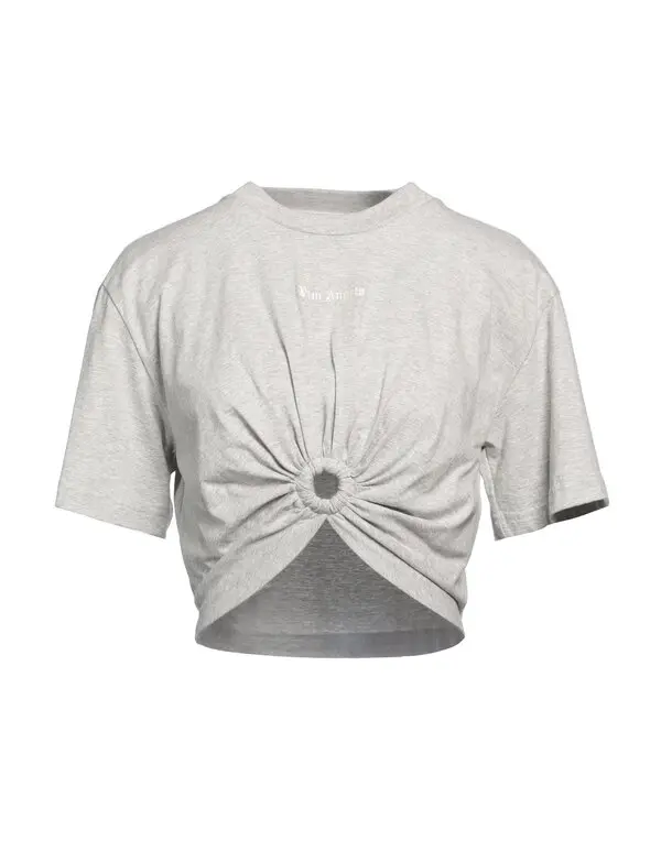 Palm Angels Cropped T-shirt With Ring Detail - Grey