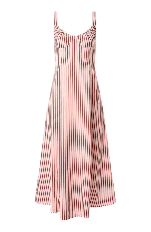 WeWoreWhat Ruched Cup Cotton Poplin Midi Dress