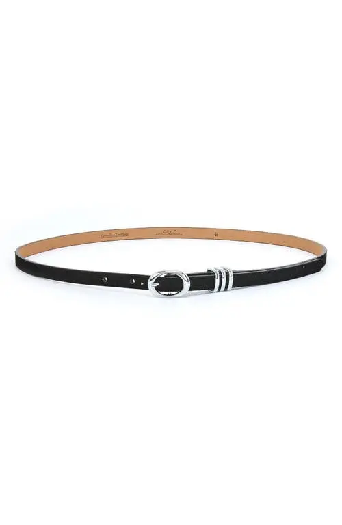 Ettika Triple Keeper Leather Belt - Black And Silver