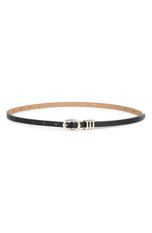 Ettika Triple Keeper Leather Belt - Black