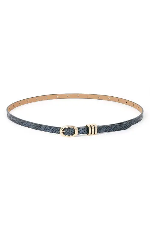 Ettika Triple Keeper Leather Belt - Grey Snake