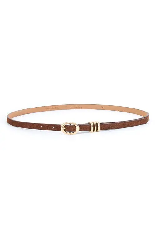 Ettika Triple Keeper Leather Belt - Mocha And Gold