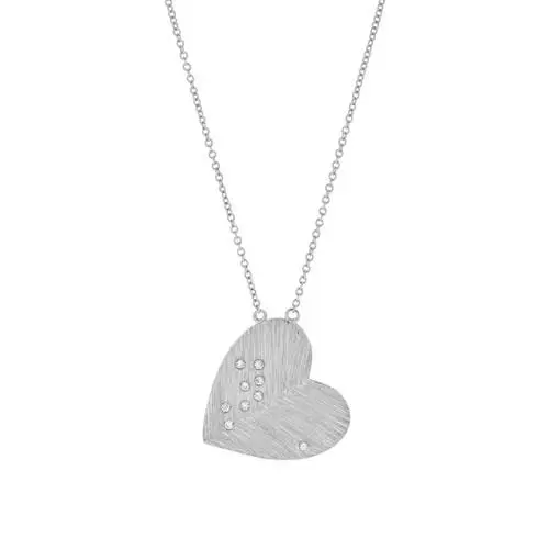 LUVMYJEWELRY 14k Gold Diamond Heart Disc Pendant Necklace - 14k White Gold