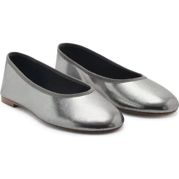 Mango Metallic Finish Ballet Flats