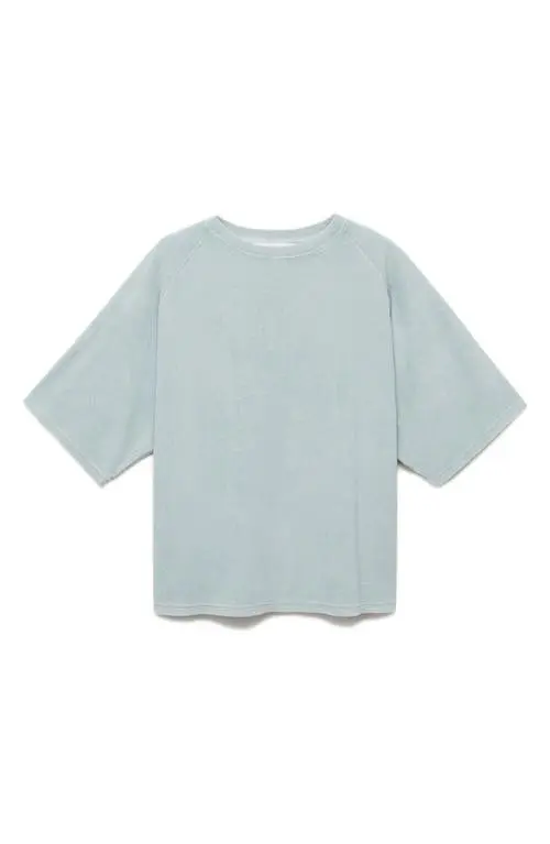 Mango Cotton Blend Terry T-shirt - Mint Green