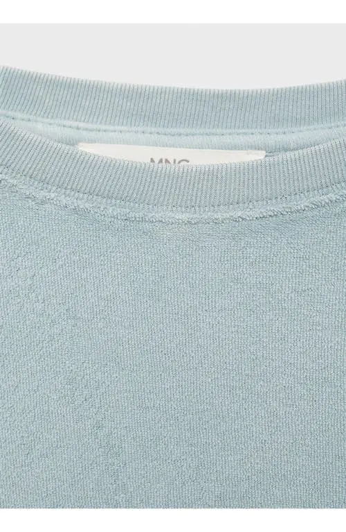 Mango Cotton Blend Terry T-shirt - Mint Green