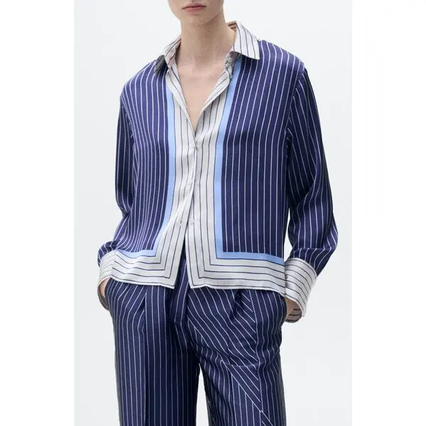 Mango Striped Satin Shirt