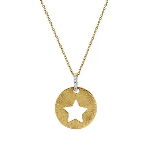 LUVMYJEWELRY Astrid Star Diamond Pendant Necklace In 14k Gold - 14k Yellow Gold