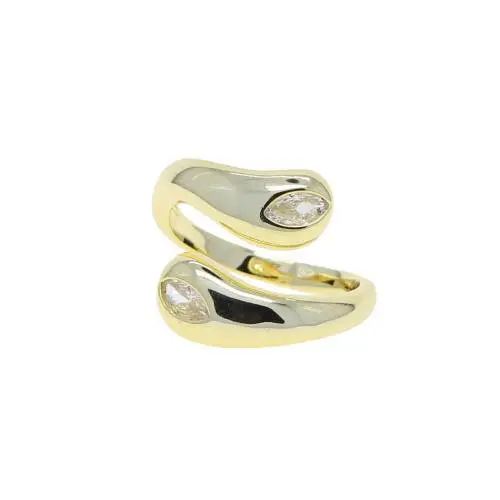 MAZIN JEWELS Mallorca Adjustable Ring - Gold And White