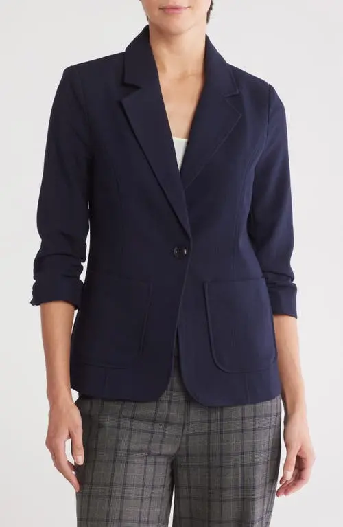 Amanda & Chelsea One-button Blazer With Ruched Sleeves