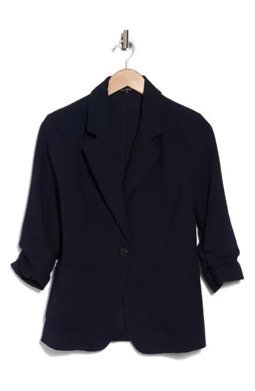 Amanda & Chelsea One-button Blazer With Ruched Sleeves