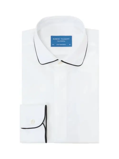 Robert Talbott Reeves Piped Formal Shirt In Contemporary Fit - White