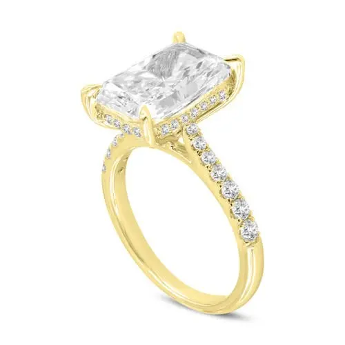 LUVMYJEWELRY Ctw Radiant Cut Lab Grown Diamond Engagement Ring - 14k Yellow Gold