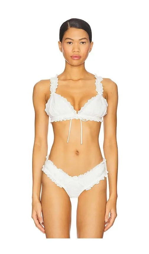 For Love & Lemons Edie Eyelet Bralette - White