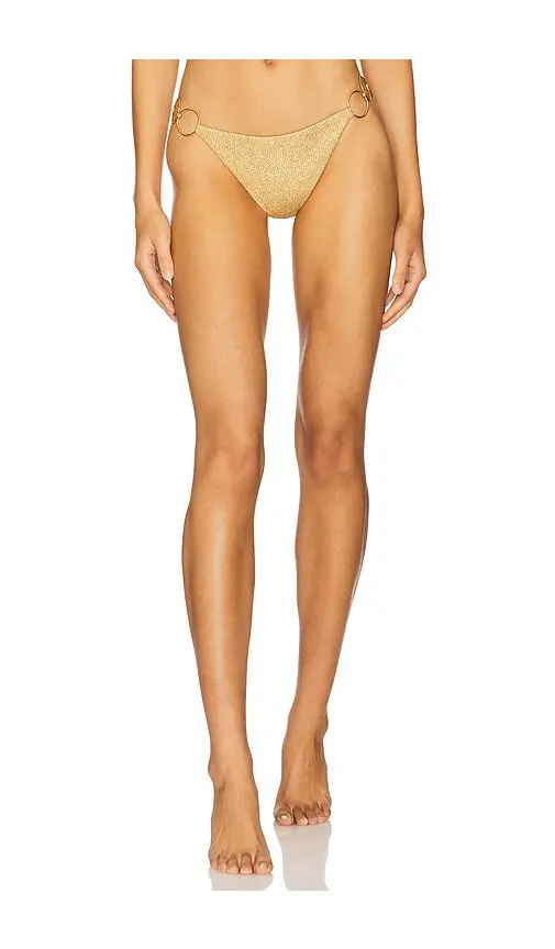 Luli Fama Golden Sunset Ring Brazilian Bikini Bottom - Gold