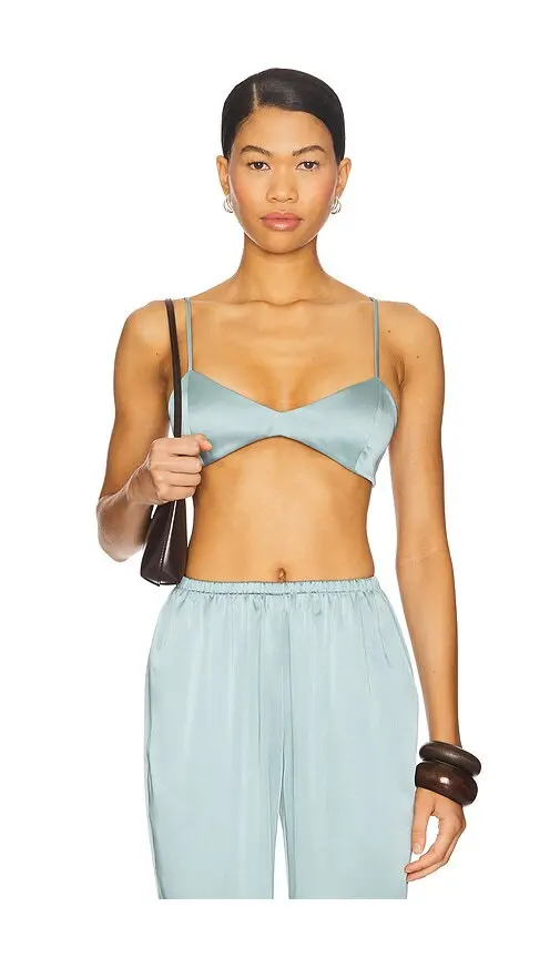 SEROYA Courtney Silk Bralette In Blue - Frosted Sea