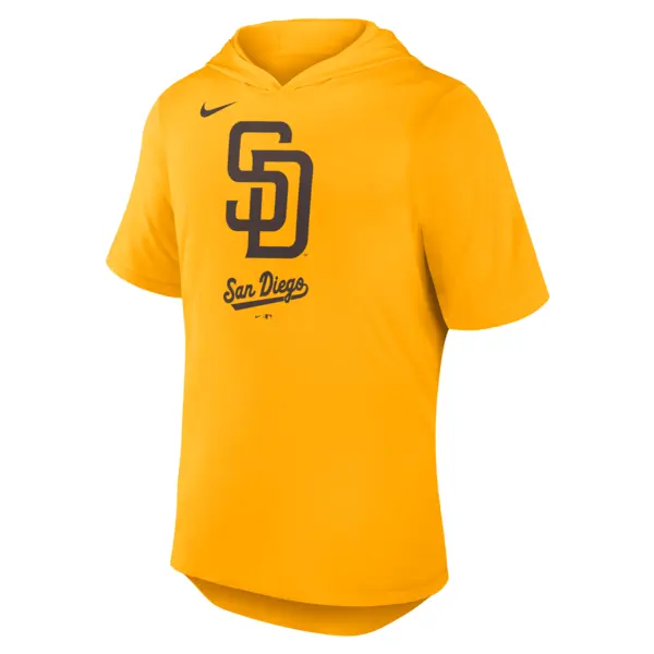 Nike San Diego Padres Logo Dri-fit Mlb Hooded T-shirt - Yellow