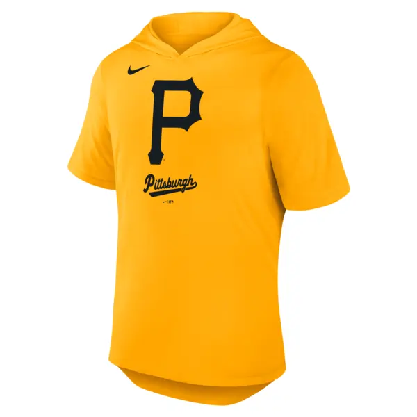 Nike Pittsburgh Pirates Logo Dri-fit Mlb Hooded T-shirt - Yellow