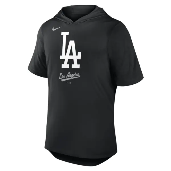 Nike Los Angeles Dodgers Logo Dri-fit Mlb Hooded T-shirt - Black