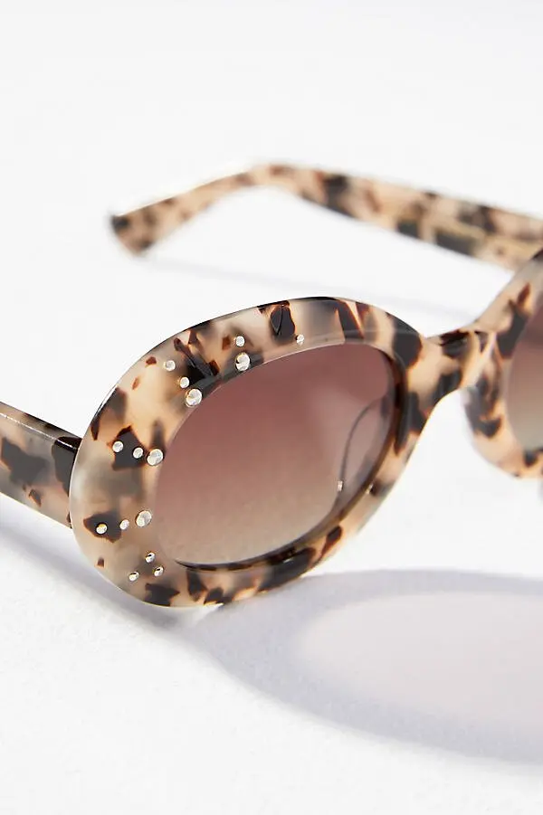 Anthropologie crystal Tortoiseshell  oval Sunglasses with Sparkling Accents Crystal Tortoiseshell Oval Sunglasses | Anthropologie main image 4