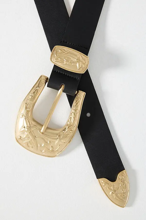 Streets Ahead Big Buckle Western Belt - Black