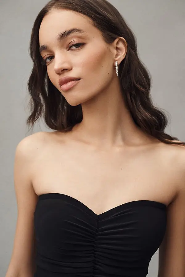 Norma Kamali Strapless Sweetheart Shirred Fishtail Maxi Dress