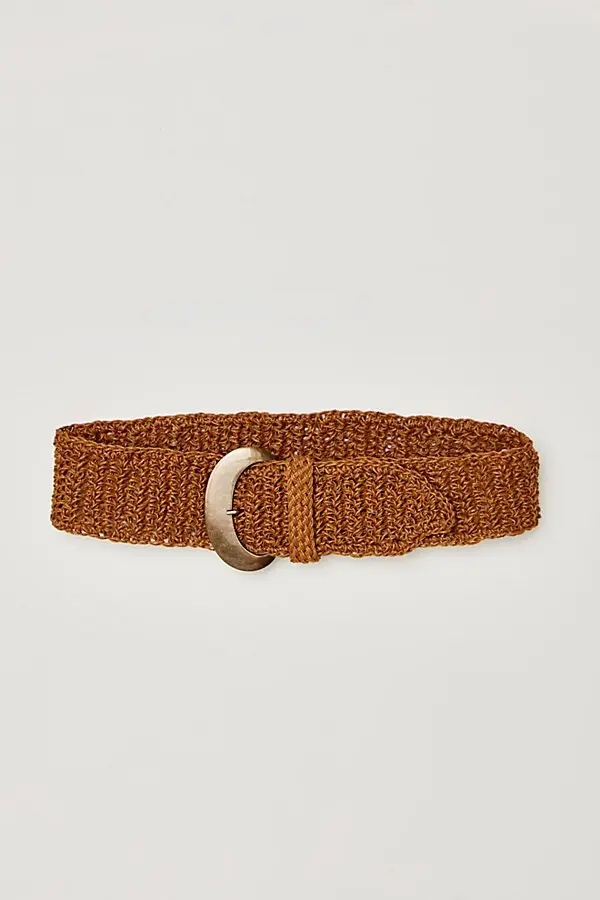 Free People Coastal Woven Waist Belt - Gold Coast