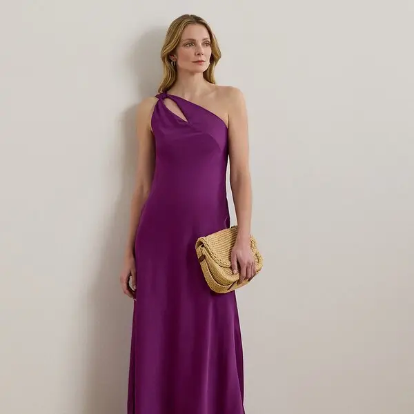 Ralph Lauren Cutout Charmeuse One-Shoulder Gown In Purple Dawn - 25% Off |  Editorialist