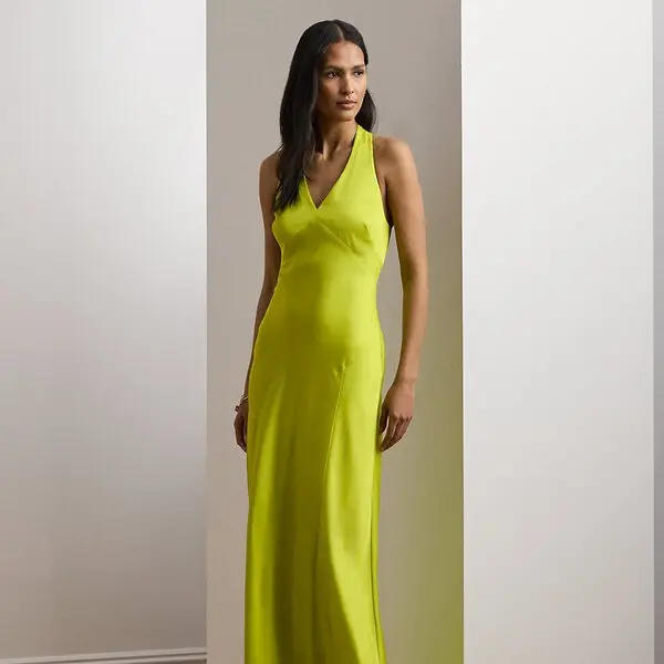 Featherweight Charmeuse Halter Gown