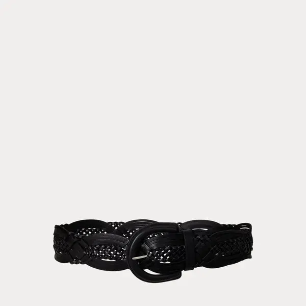 Ralph Lauren Braided Leather Belt - Black | Editorialist display picture 3