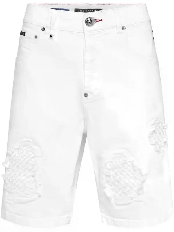 Philipp Plein Formentera Denim Shorts - White