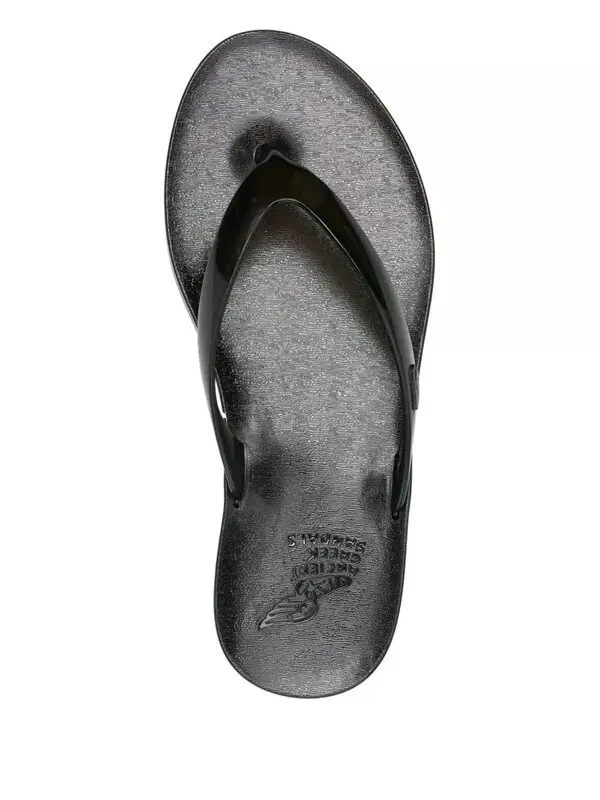 ANCIENT GREEK SANDALS Translucent Design Flip Flops - Black