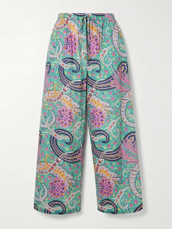 Etro Paisley-print Cotton And Silk-blend Voile Wide-leg Pants