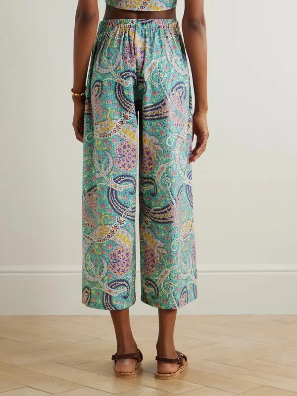 Etro Paisley-print Cotton And Silk-blend Voile Wide-leg Pants