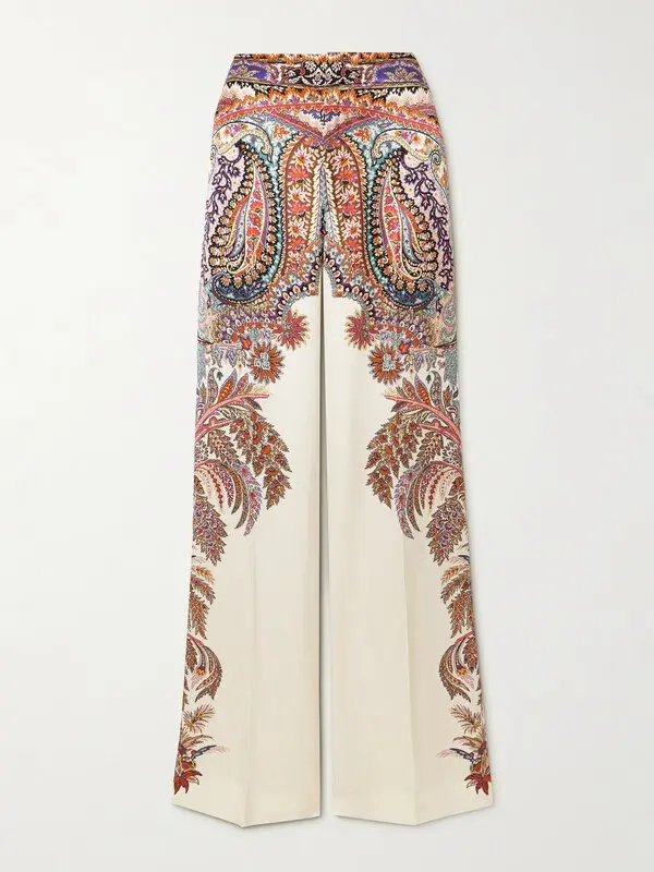 Etro Printed Wide-leg Satin Pants - Neutrals