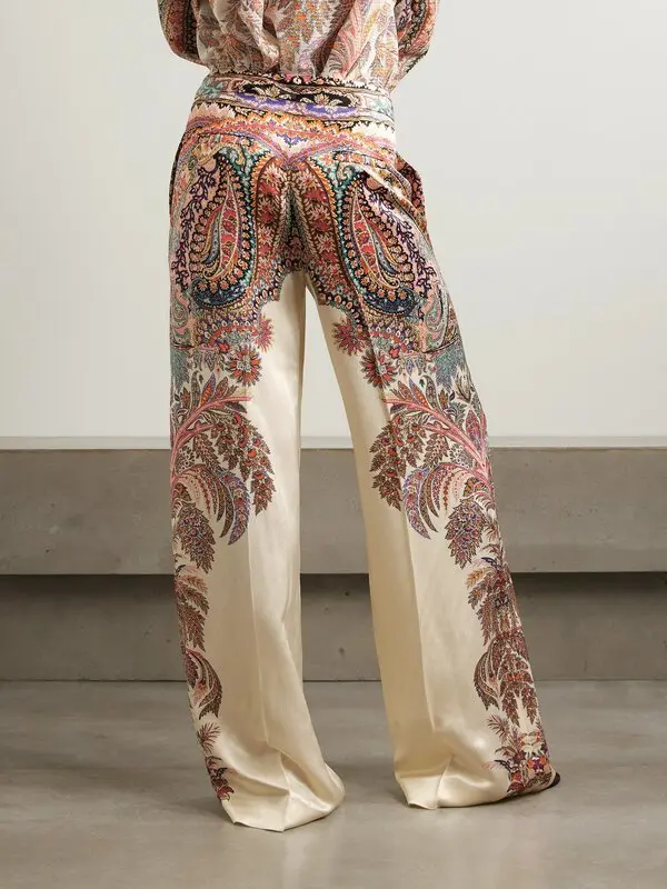 Etro Printed Wide-leg Satin Pants