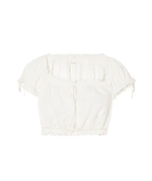 DÔEN Nera Broderie Anglaise Organic Cotton Blouse - White