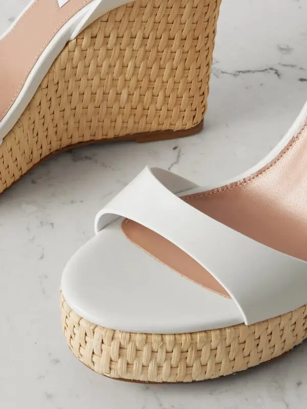 AQUAZZURA Sunseeker 110 Leather Platform Wedge Sandals