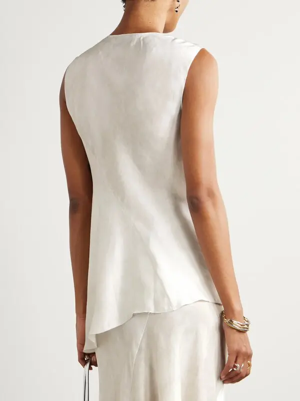 CORTANA Dali Asymmetric Silk-voile Top