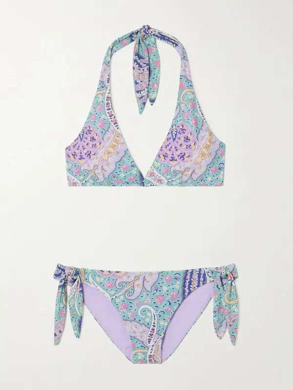 Etro Paisley-print Halterneck Bikini - Blue