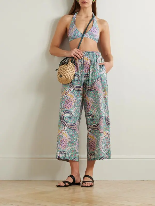 Etro Paisley-print Halterneck Bikini - Blue
