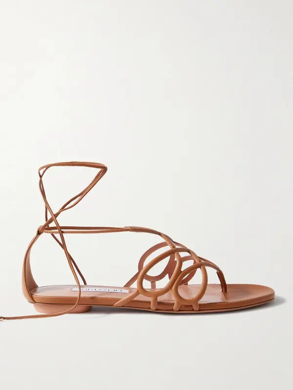 AQUAZZURA Infinito Leather Sandals - Brown