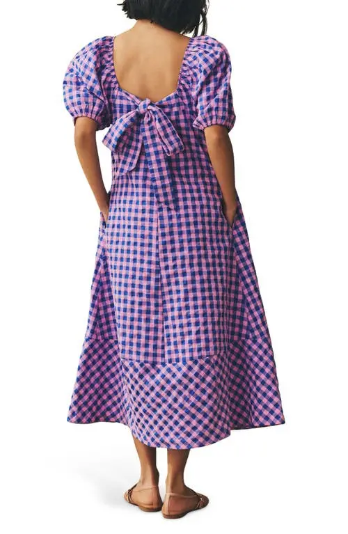 NEXT Gingham Seersucker Puff Sleeve Dress
