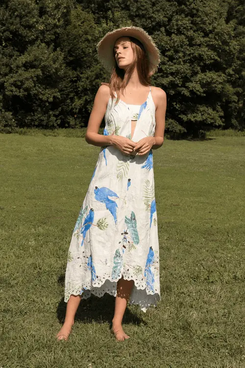 GUADALUPE DESIGN Printed Linen Dress