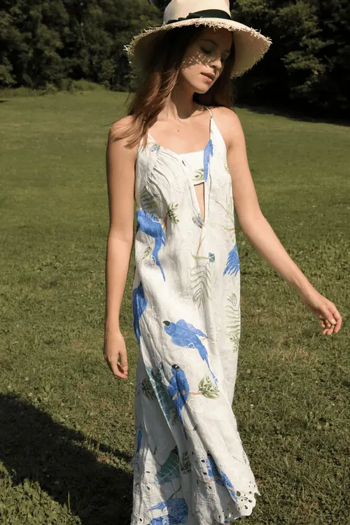 GUADALUPE DESIGN Printed Linen Dress
