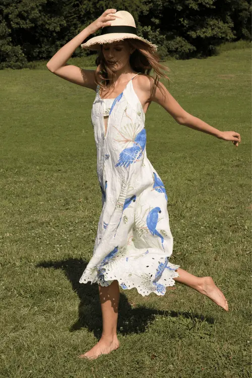 GUADALUPE DESIGN Printed Linen Dress