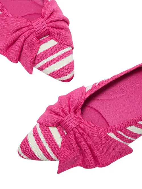 Vivaia Pointed-toe Bow Flats - Fuchsia Multi Stripe
